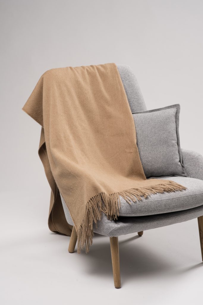 CAMEL WOOL THROW/SHAWL - Nordic Swan Living